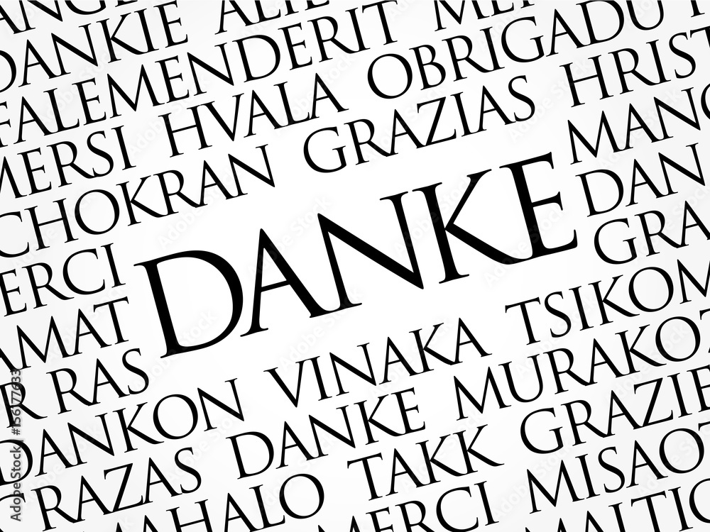 Danke (Thank You in German) Word Cloud background, all languages ...