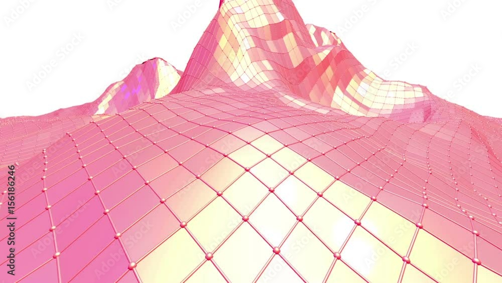 Cartoon modern 3D design. Abstract shining red low poly surface as CG ...