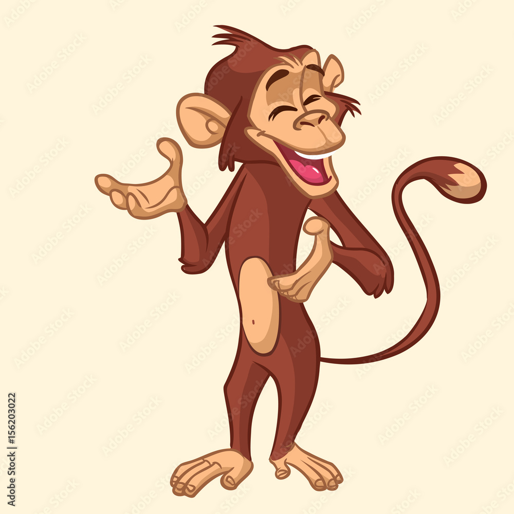 Cartoon monkey smiling. Vector illustration of chimpanzee character ...