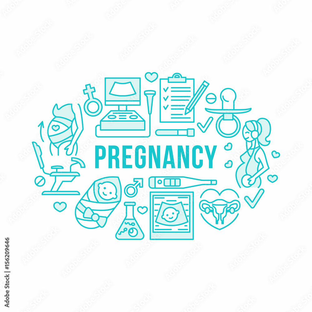 Medical, gynecology banner illustration. Obstetrics pregnancy vector ...