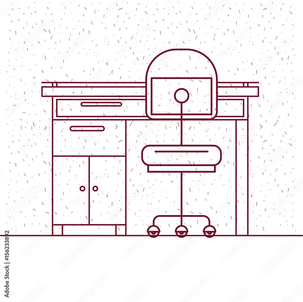 white background with sparkles and silhouette work place office ...