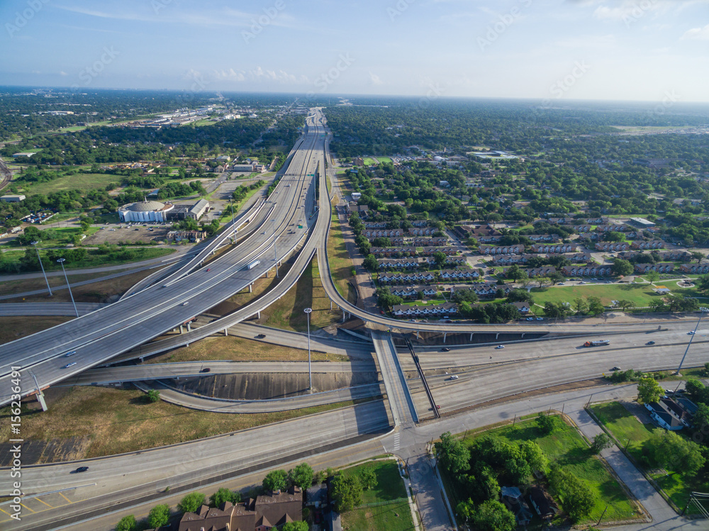 Fotka „Aerial view massive interstate I69 highway intersection, stack ...