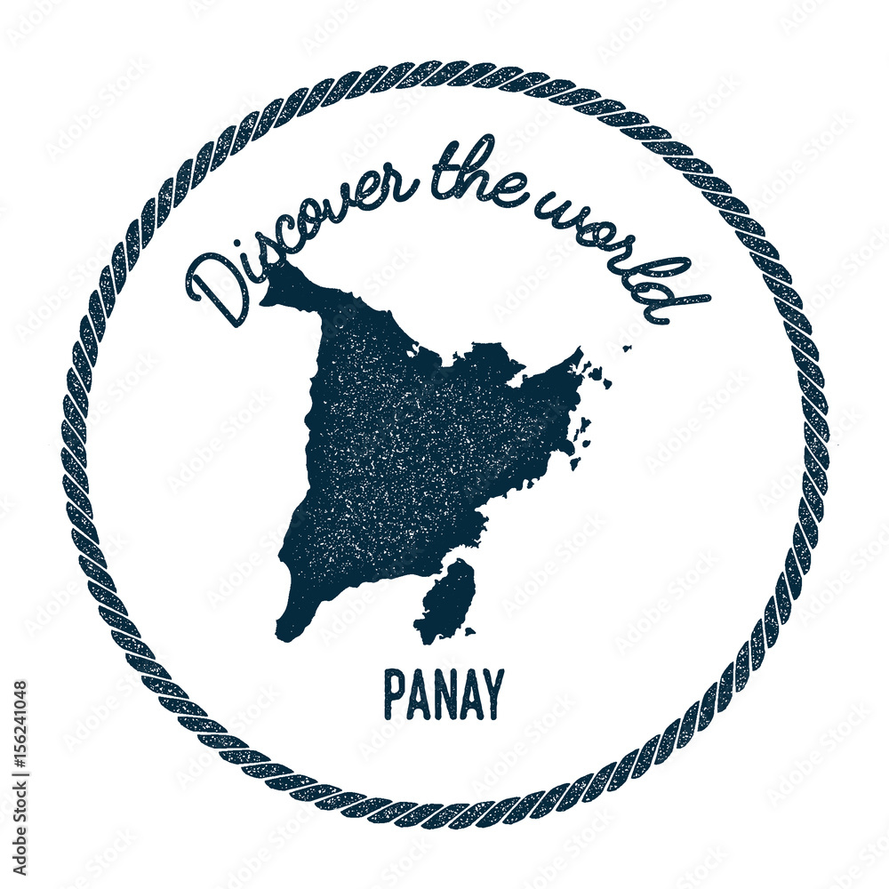 Panay map in vintage discover the world insignia. Hipster style ...