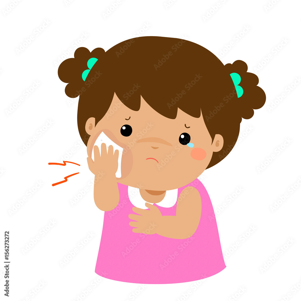 Little girl having toothache cartoon vector. Stock Illustration | Adobe ...