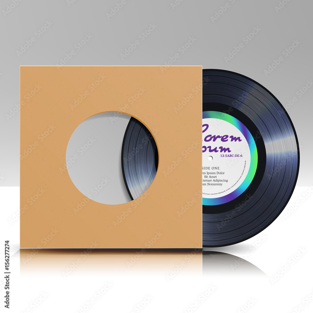Vinyl Disc In A Case. Blank Isolated White Background. Realistic Empty ...