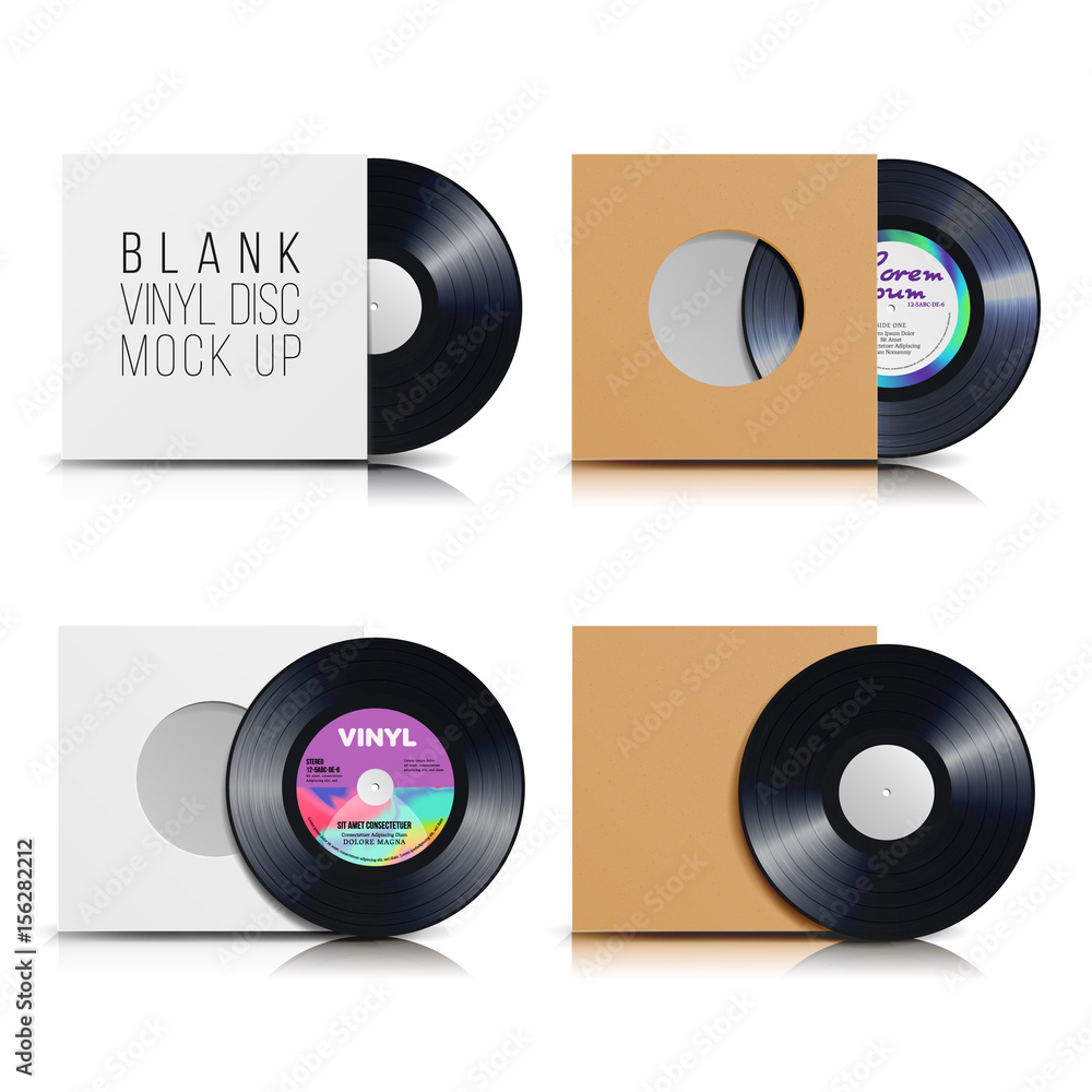 Vinyl Disc Set. Blank Isolated White Background. Realistic Empty ...