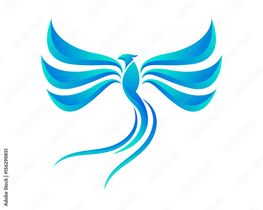 Modern Blue Phoenix Logo Stock Vector | Adobe Stock