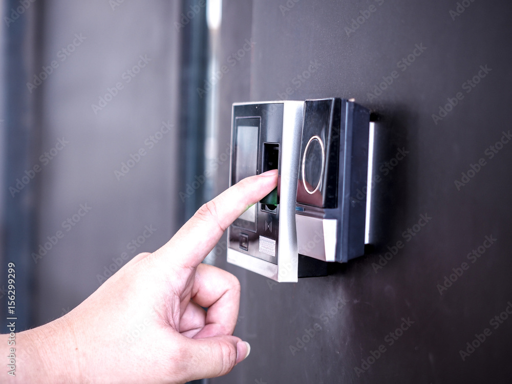 Finger print scan for unlock door security system Stock Photo | Adobe Stock
