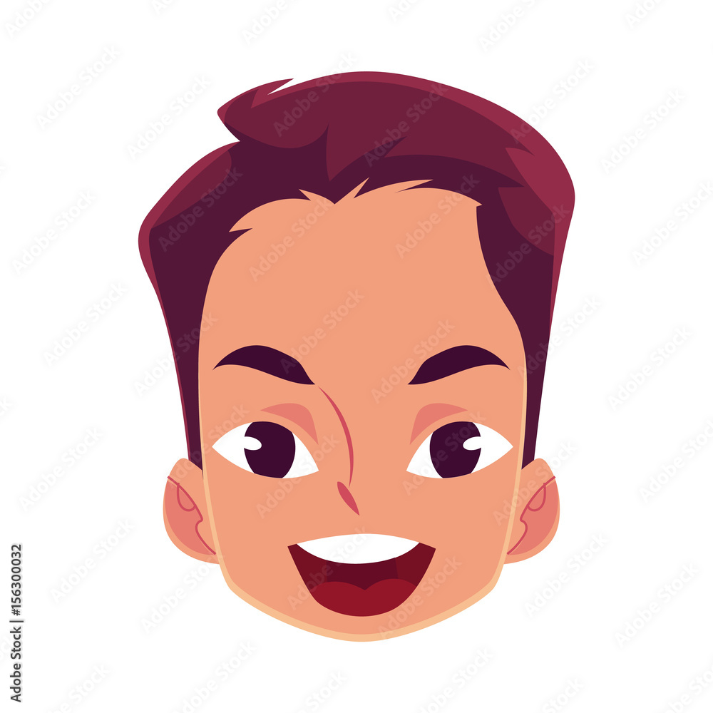 Young man face, wow facial expression, cartoon vector illustrations ...