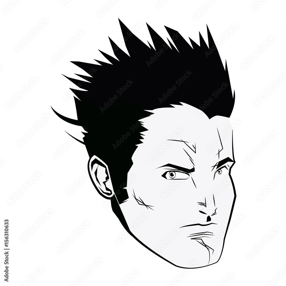 face super hero comic angry expression character vector illustration ...