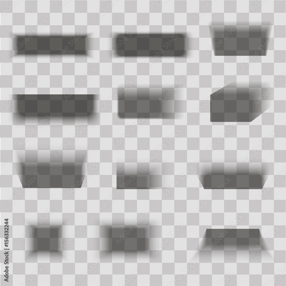 Box shadow set transparent with soft edges isolated on checkered background. Vector Stock Vector ...
