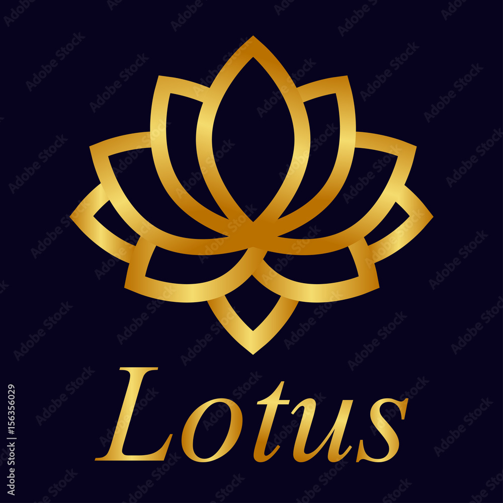 cartoon lotus outline gold with text Stock Vector | Adobe Stock