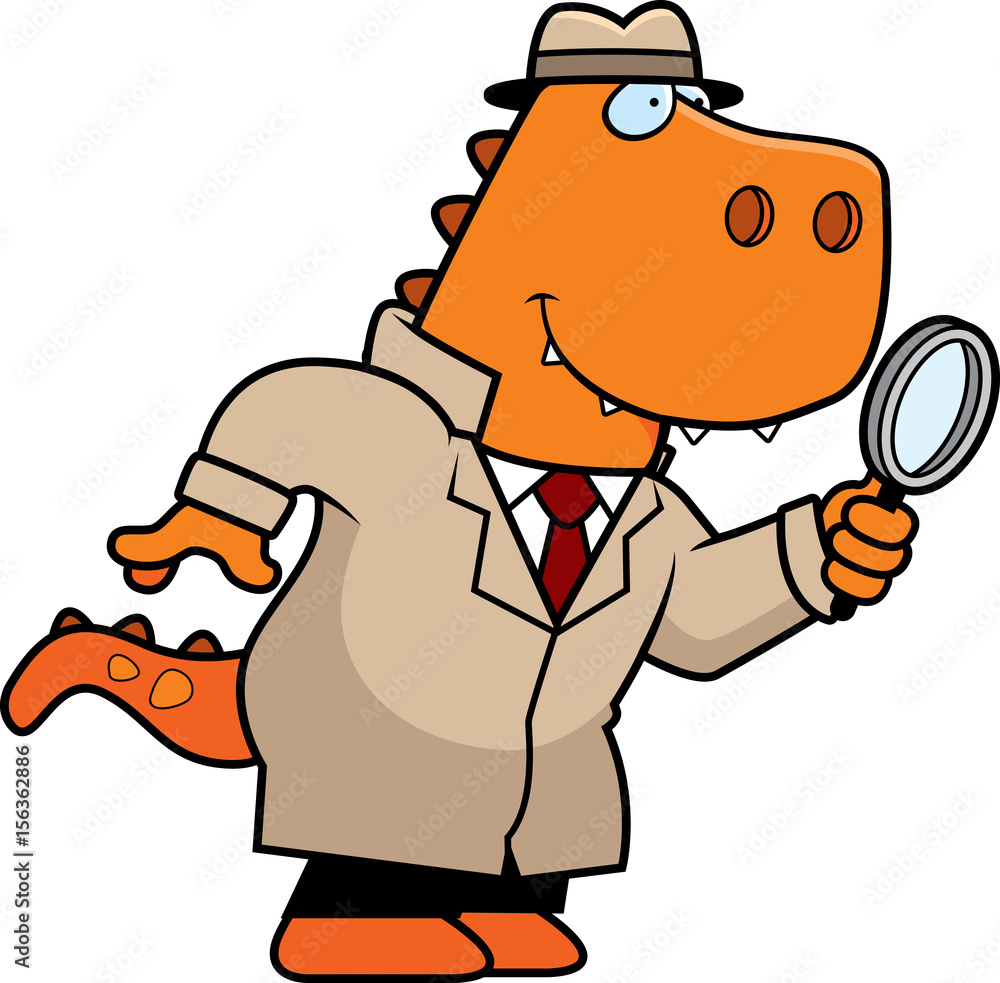 Cartoon Dinosaur Detective Stock Vector | Adobe Stock