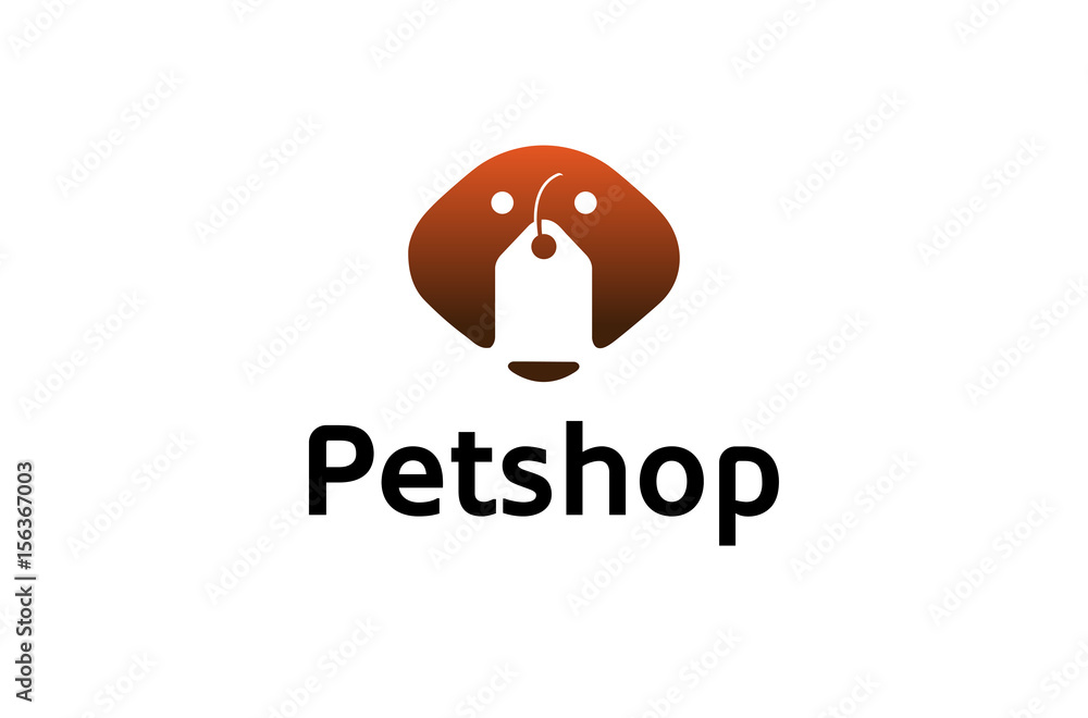 Dog Head Shop Pet Logo Design Illustration Stock Vector | Adobe Stock