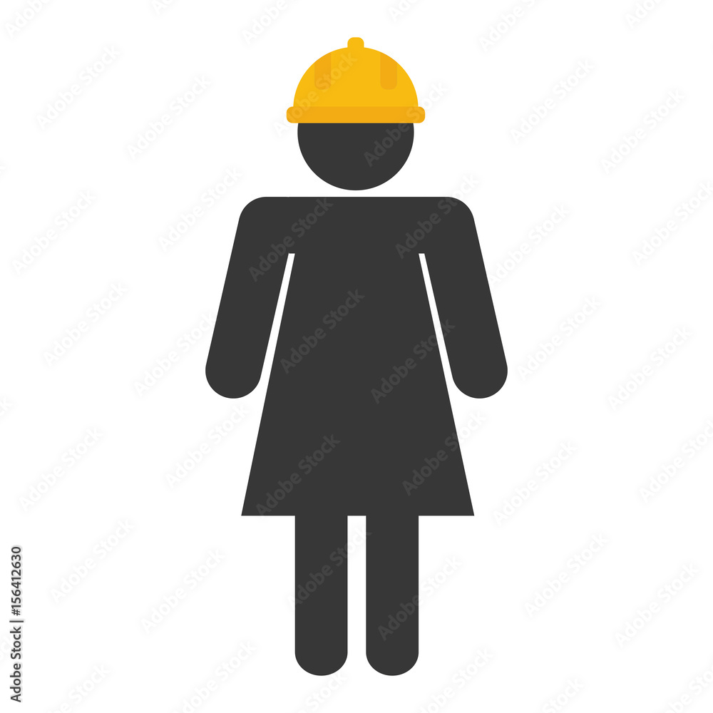 pictogram woman with safety helmet icon over white background. vector ...