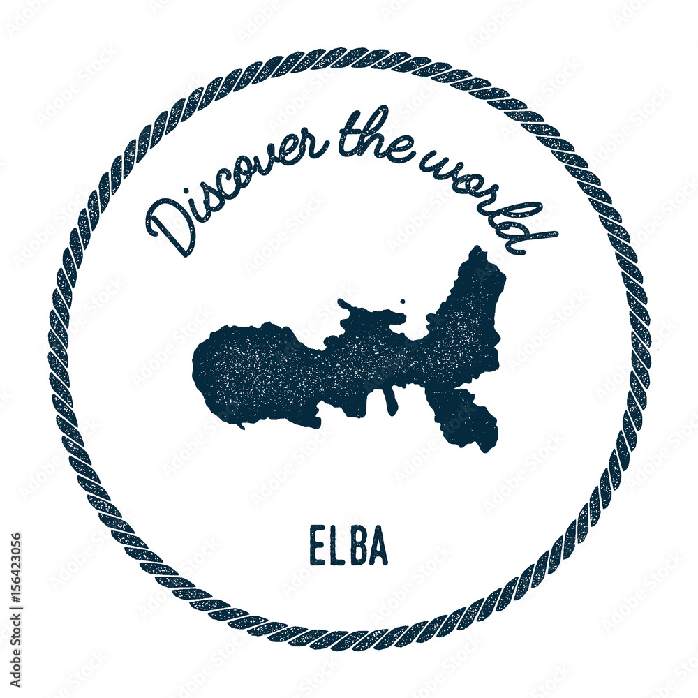 Elba map in vintage discover the world insignia. Hipster style nautical ...