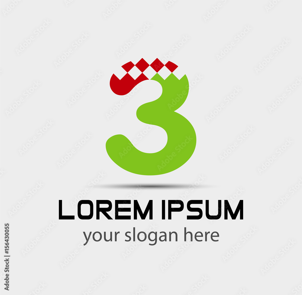 Number logo design.Number three logo.Logo 3 vector template Stock ...
