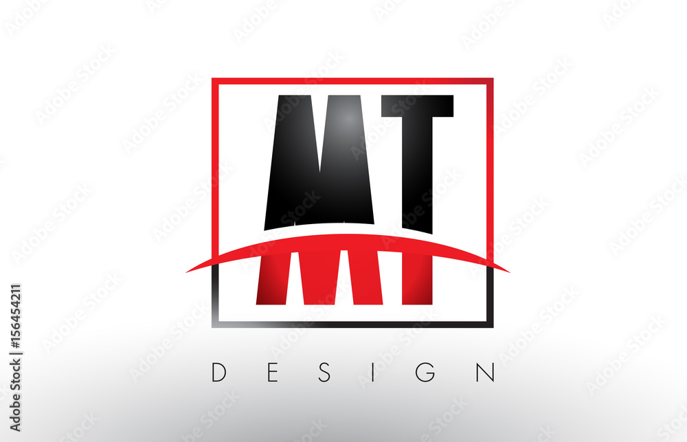 MT M T Logo Letters with Red and Black Colors and Swoosh. Stock Vector ...