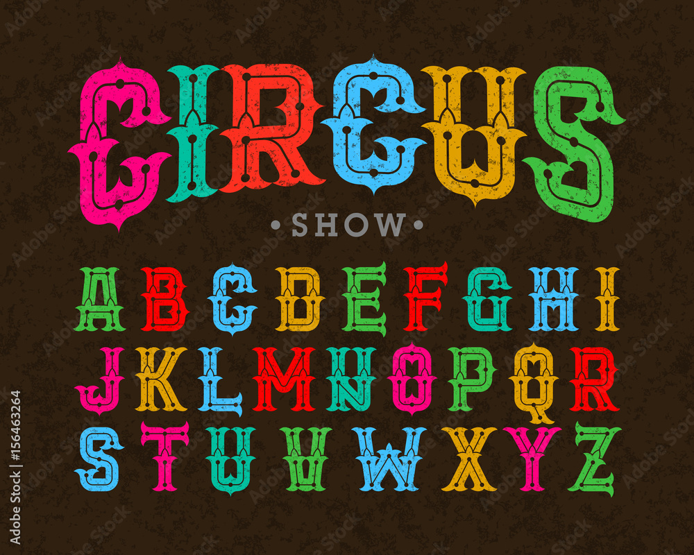 Vintage style typeface, Circus show font Stock Vector | Adobe Stock