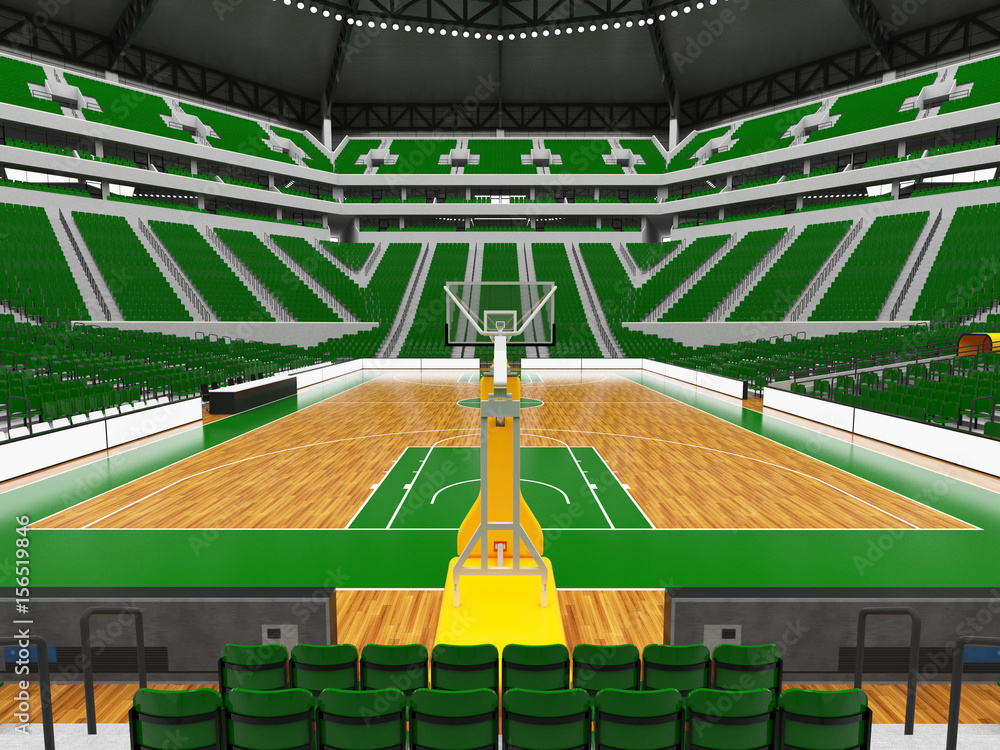 Beautiful modern sport arena for basketball with green chairs and VIP ...