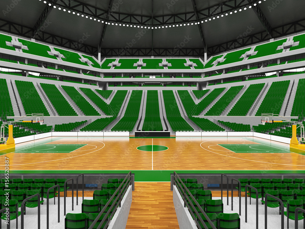 Beautiful modern sport arena for basketball with green chairs and VIP ...