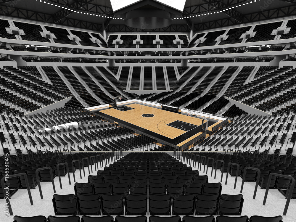 Beautiful modern sport arena for basketball with floodlights black ...