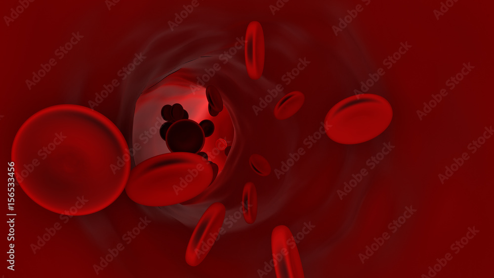 Red blood cells moving in blood vessel Stock Illustration | Adobe Stock