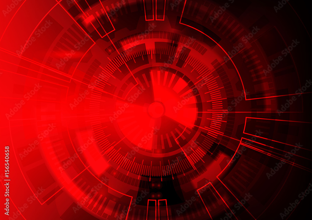 Red technology background, Abstract digital tech circle Stock Vector ...