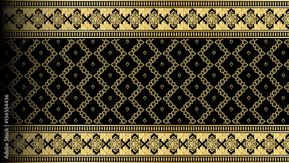 Vector abstract gold exotic Thai seamless pattern border background ...