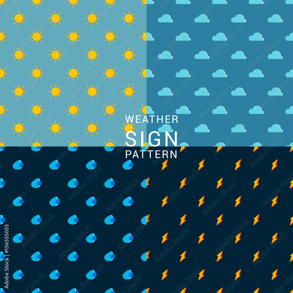 WEATHER PATTERN 4 simple graphic of weather icons on different shades ...