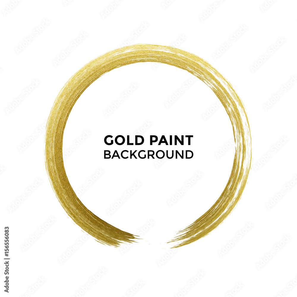 Gold circle glitter texture paint brush on vector white background ...