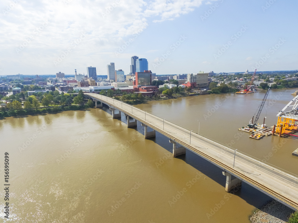 Aerial view downtown Little Rock, the capital and the most populous ...
