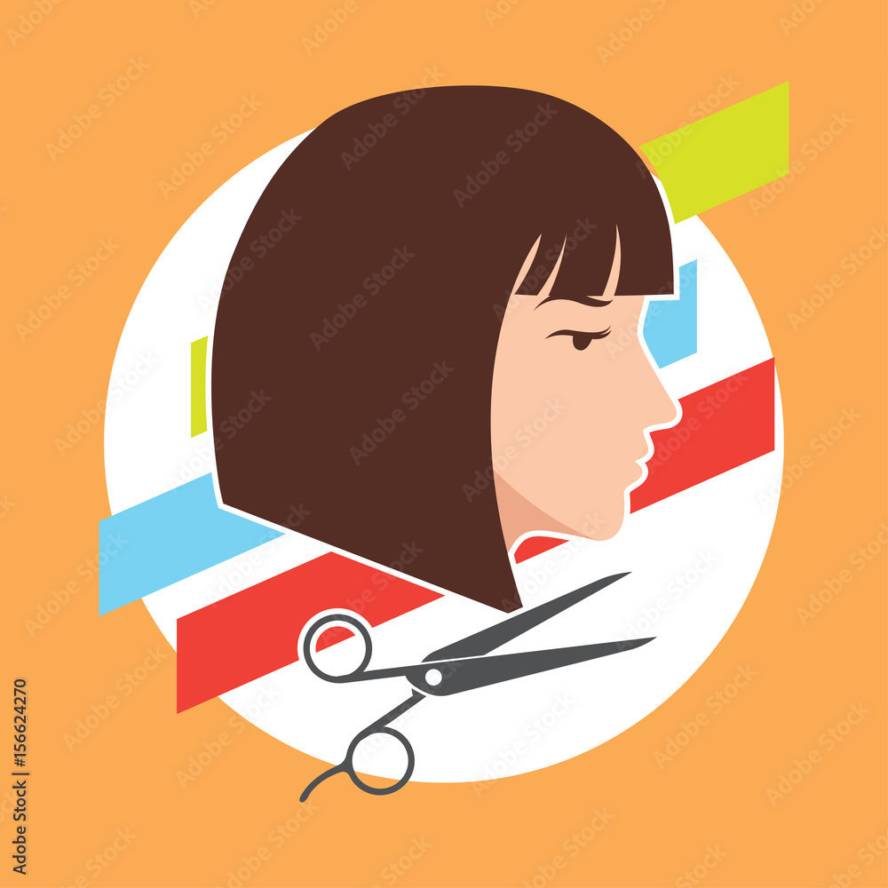 hair cut / hairstyle model for woman concept, vector illustration Stock ...