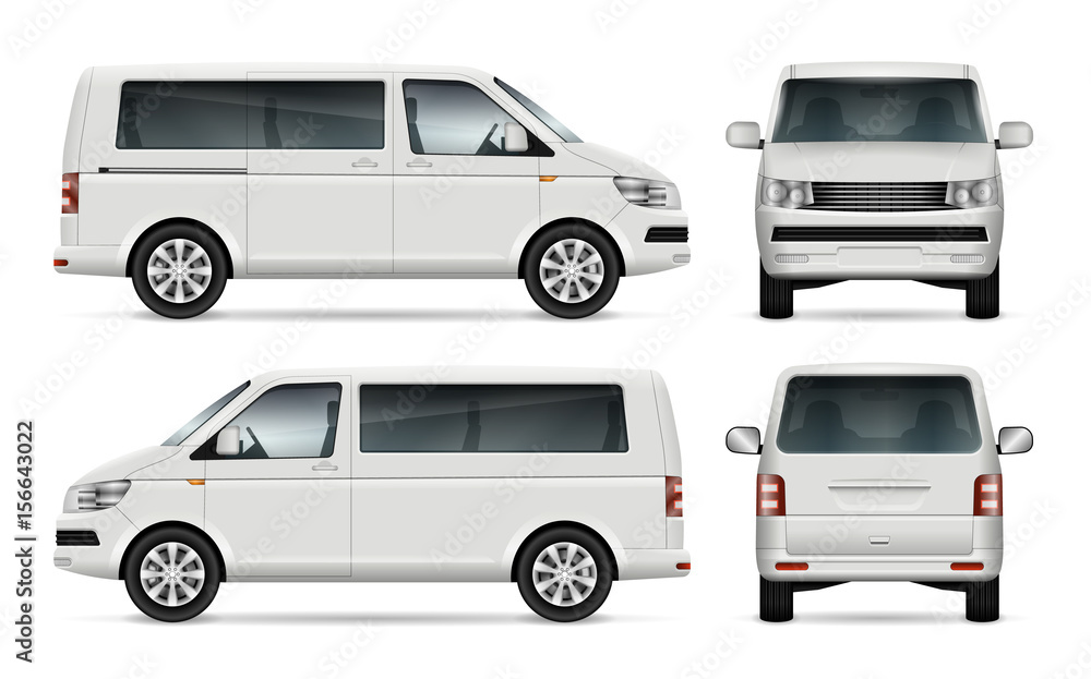 Mini bus vector template for car branding and advertising. Isolated ...