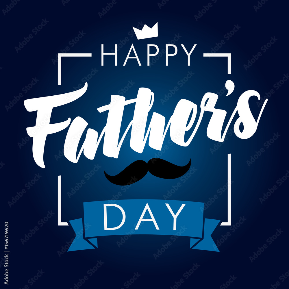 Happy Fathers Day calligraphy navy blue banner. Happy father`s day ...