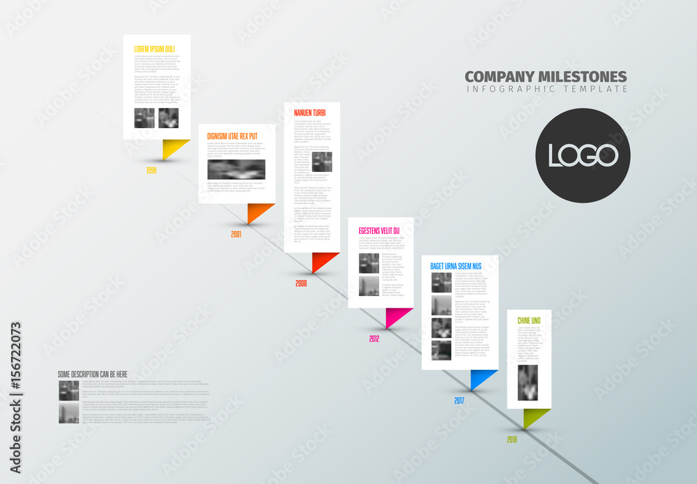 Colorful Diagonal Timeline Layout Stock Template | Adobe Stock