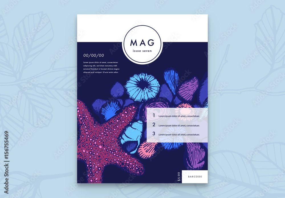 Ocean Magazine Cover Layout Stock Template | Adobe Stock