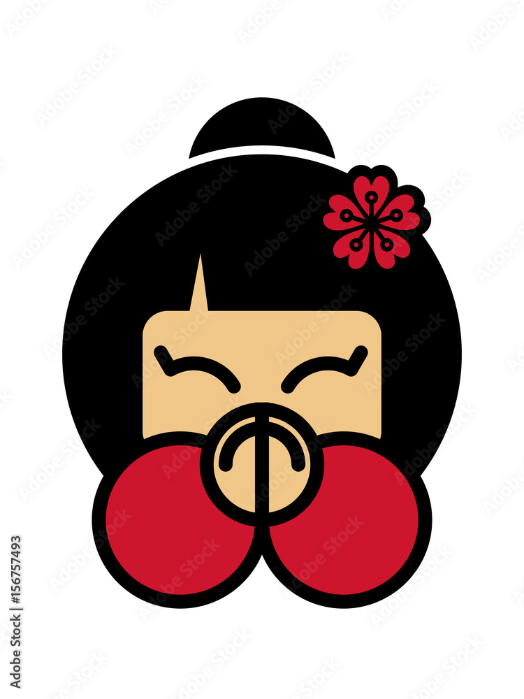 Arigato Cute japanese girl with palms folded before the face. Thank you ...