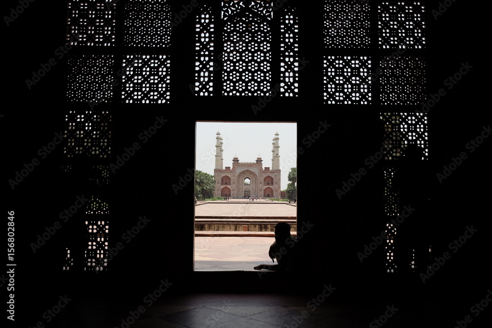 The entrance of the Sikandra monument or Akbar tomb in Agra, where ...