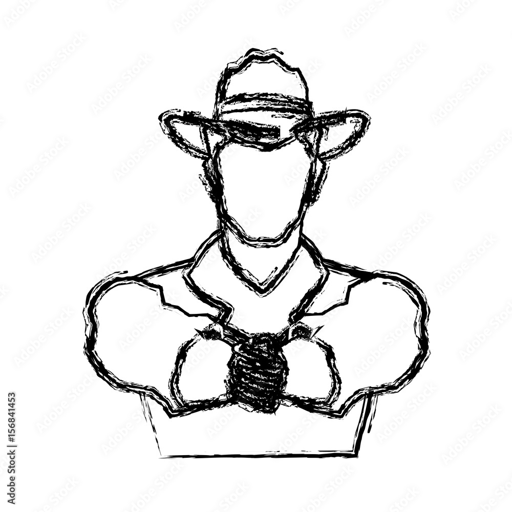 portrait man in cowboy hat. sketch vector illustration Stock Vector ...