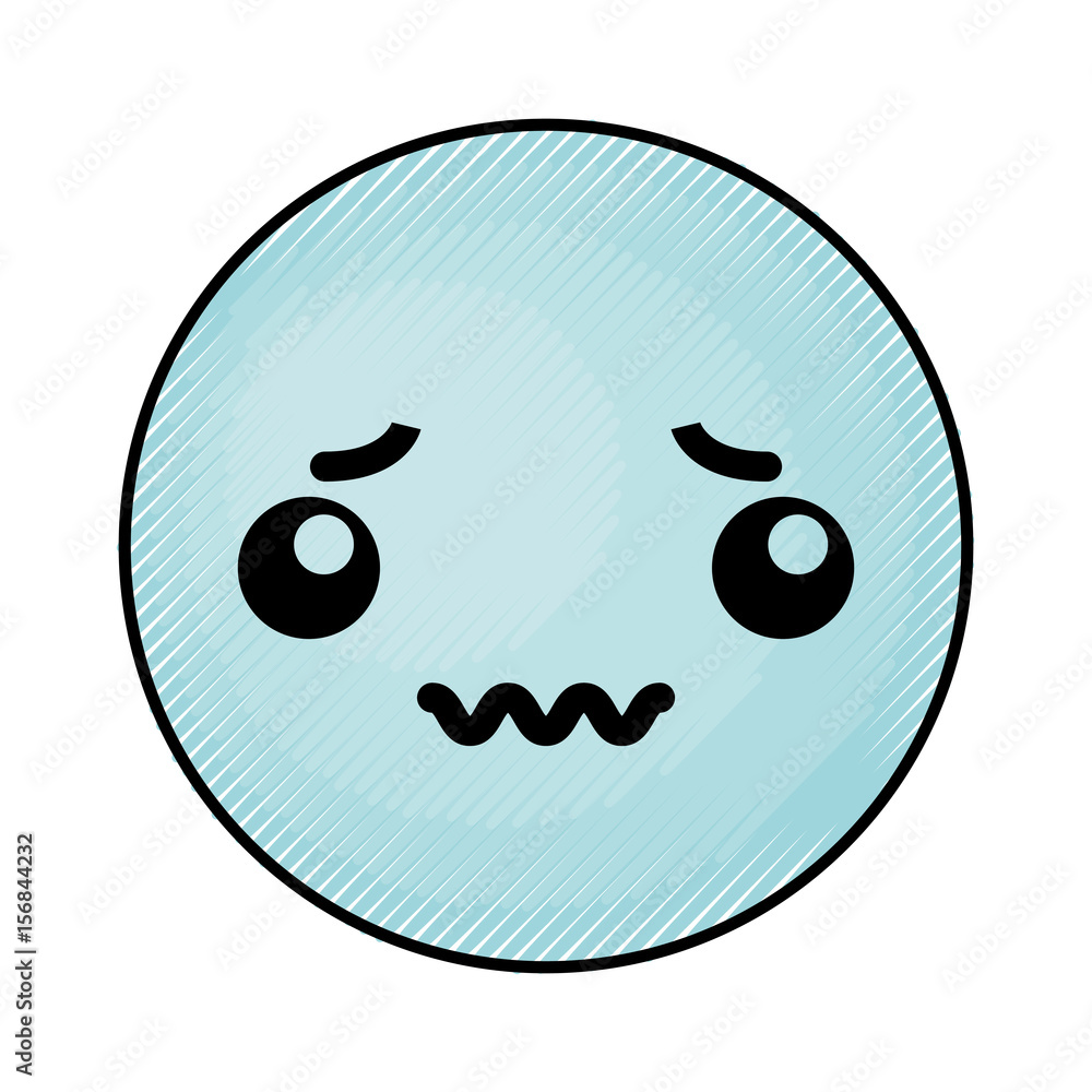 cute blue kawaii emoticon face vector illustration graphic design Stock ...