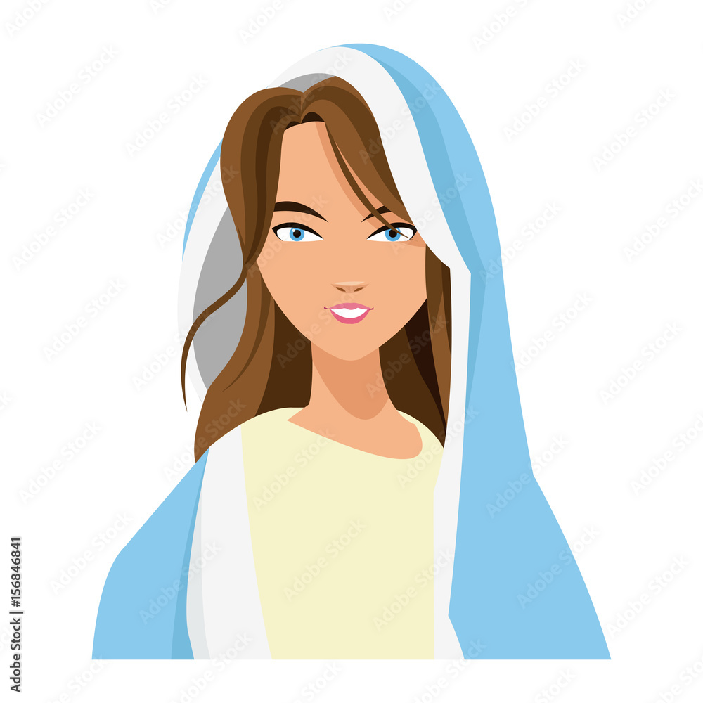 cartoon cute virgin mary character nativity design. vector illustration ...