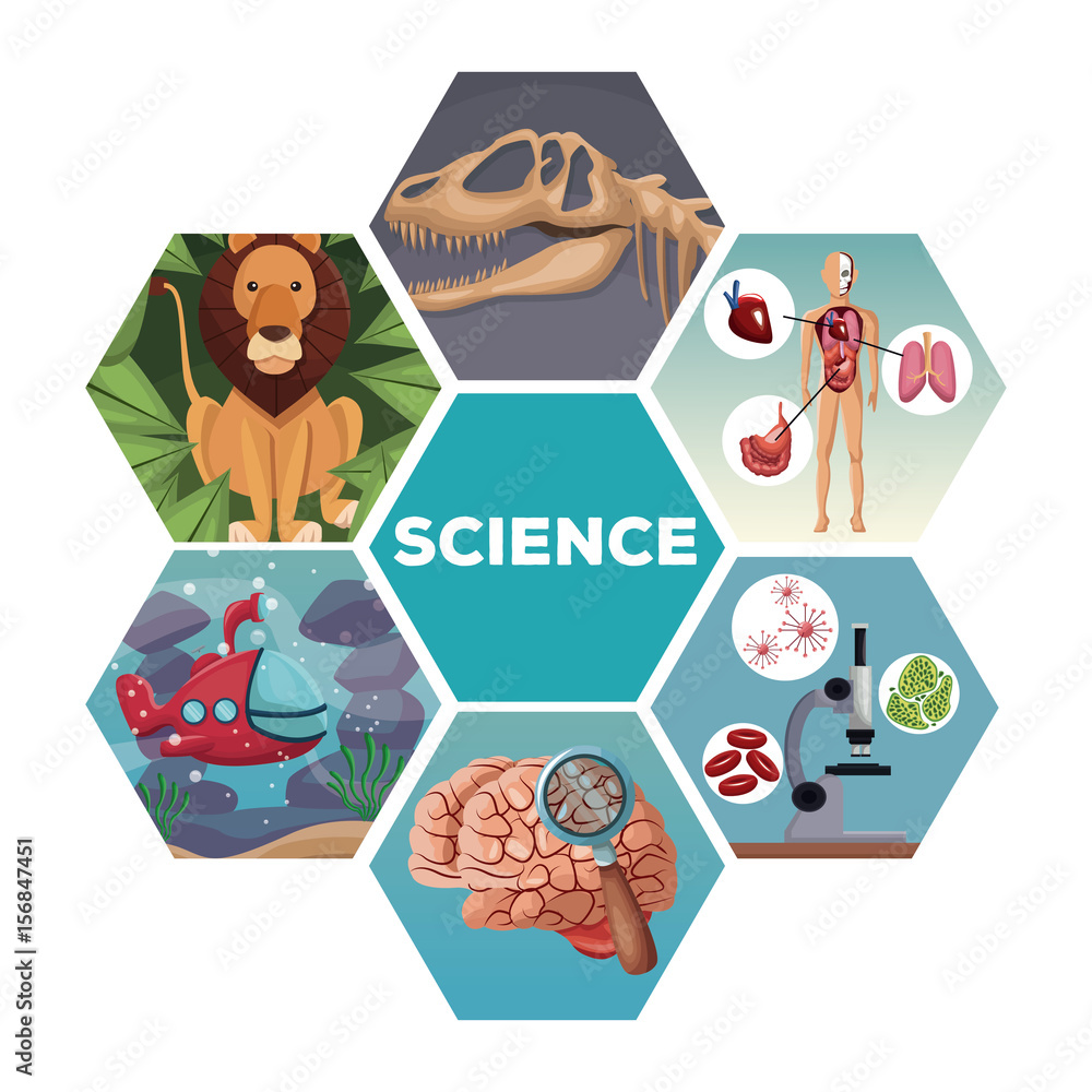 color geometric abstract figures with icons world evolution of science ...