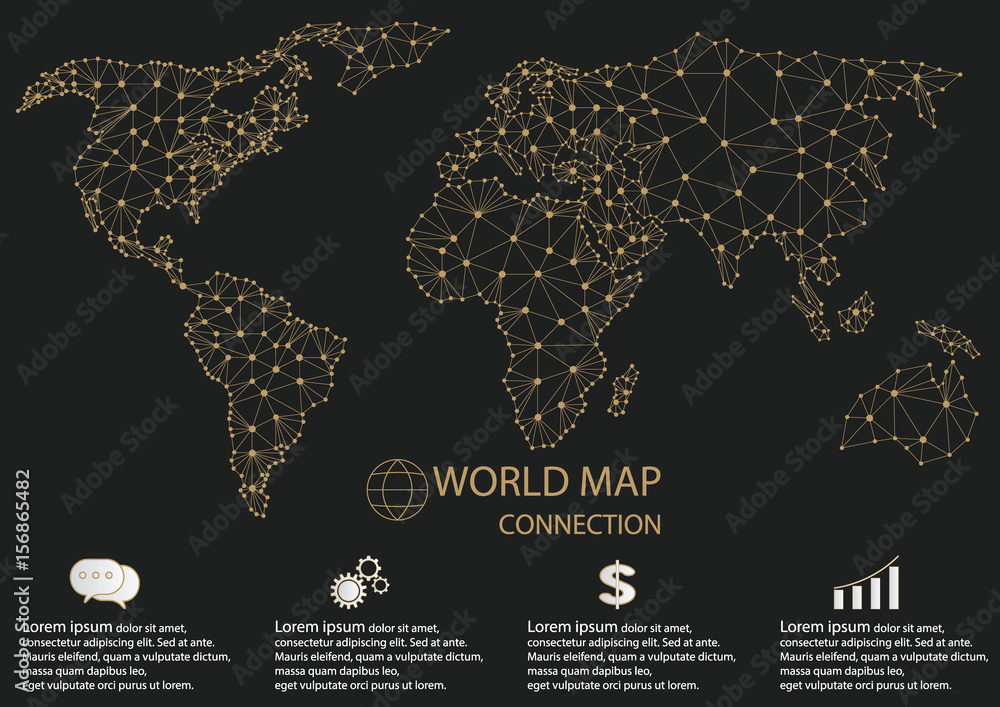 World Map and Connection, vector illustration. Stock Vector | Adobe Stock