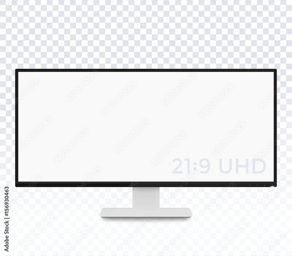 monitor vector mockup, realistic display with ultra wide screen Stock ...
