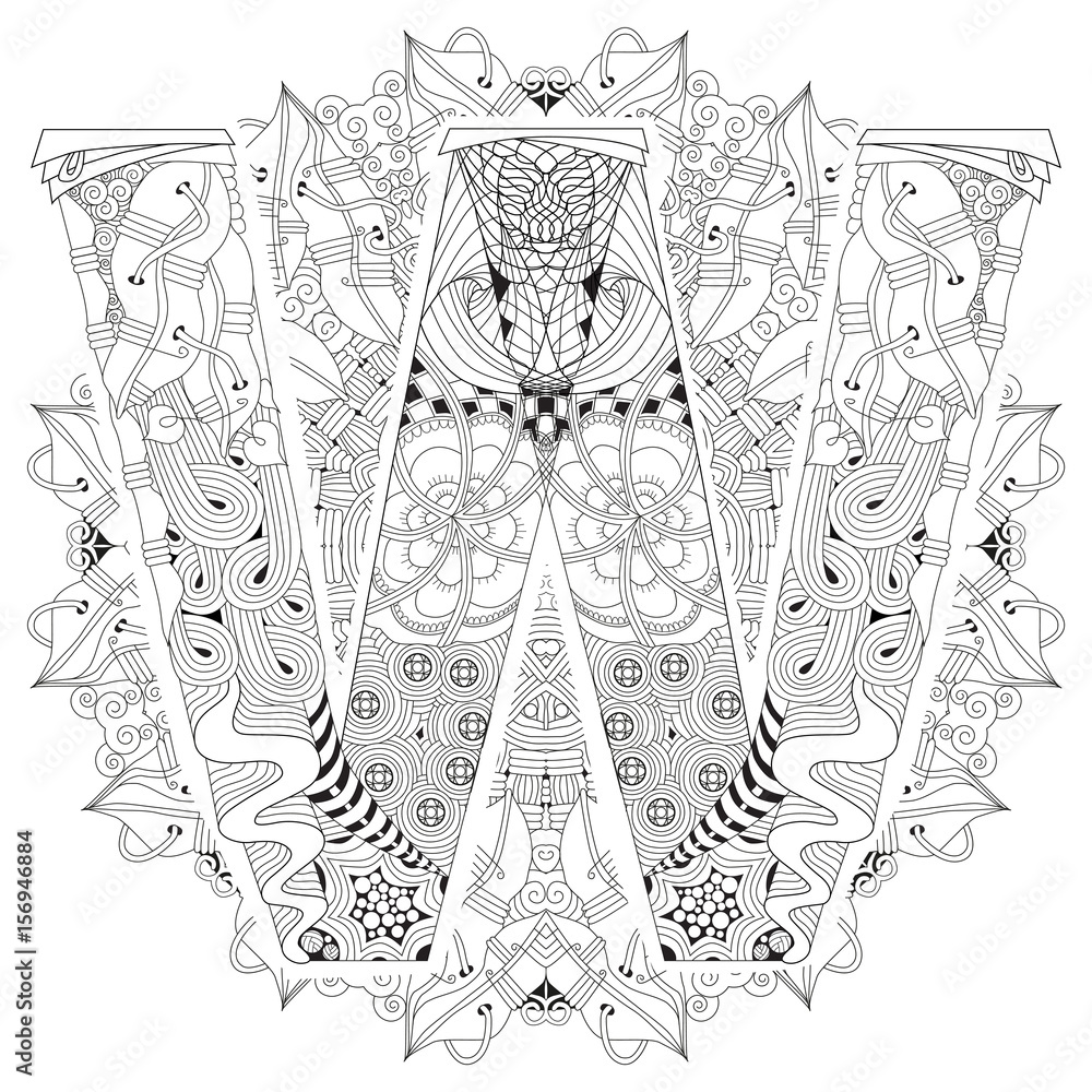 Mandala with letter W for coloring. Vector decorative zentangle Stock ...