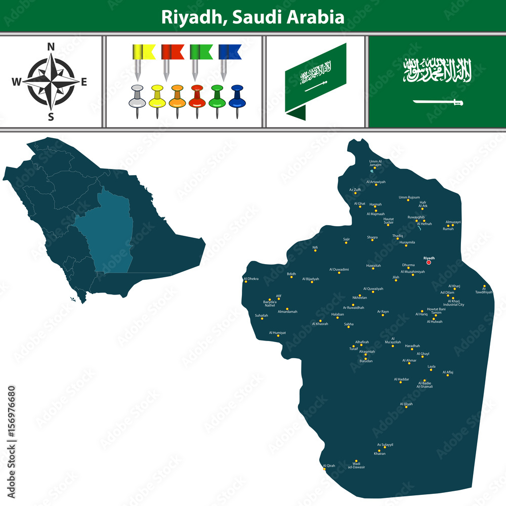 Map of Riyadh, Saudi Arabia Stock Vector | Adobe Stock