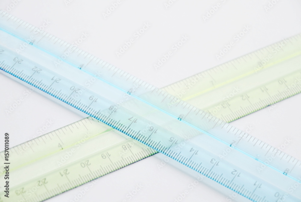colorful plastic ruler crossing on white background Stock Photo | Adobe ...