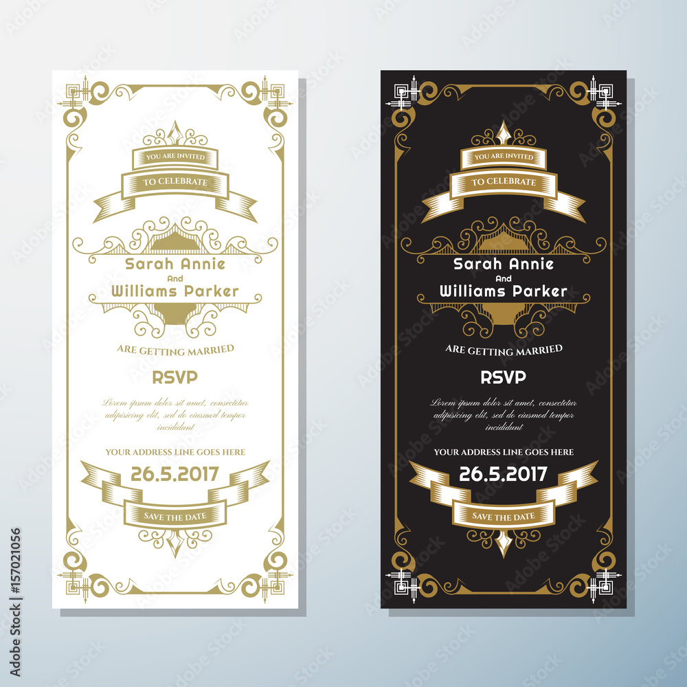 Wedding Invitation Vintage flyer background Design Template Stock ...