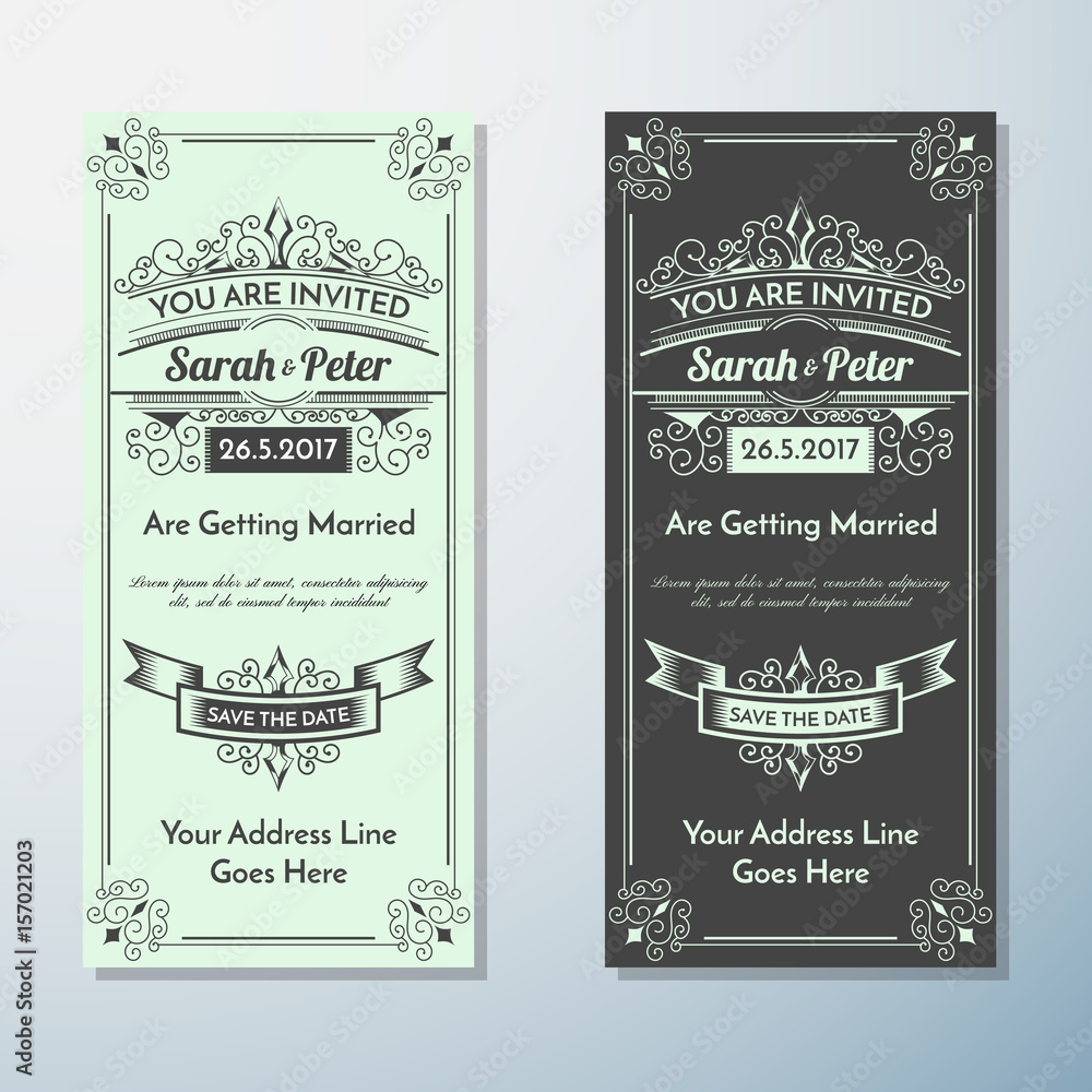 Wedding Invitation Vintage flyer background Design Template Stock ...